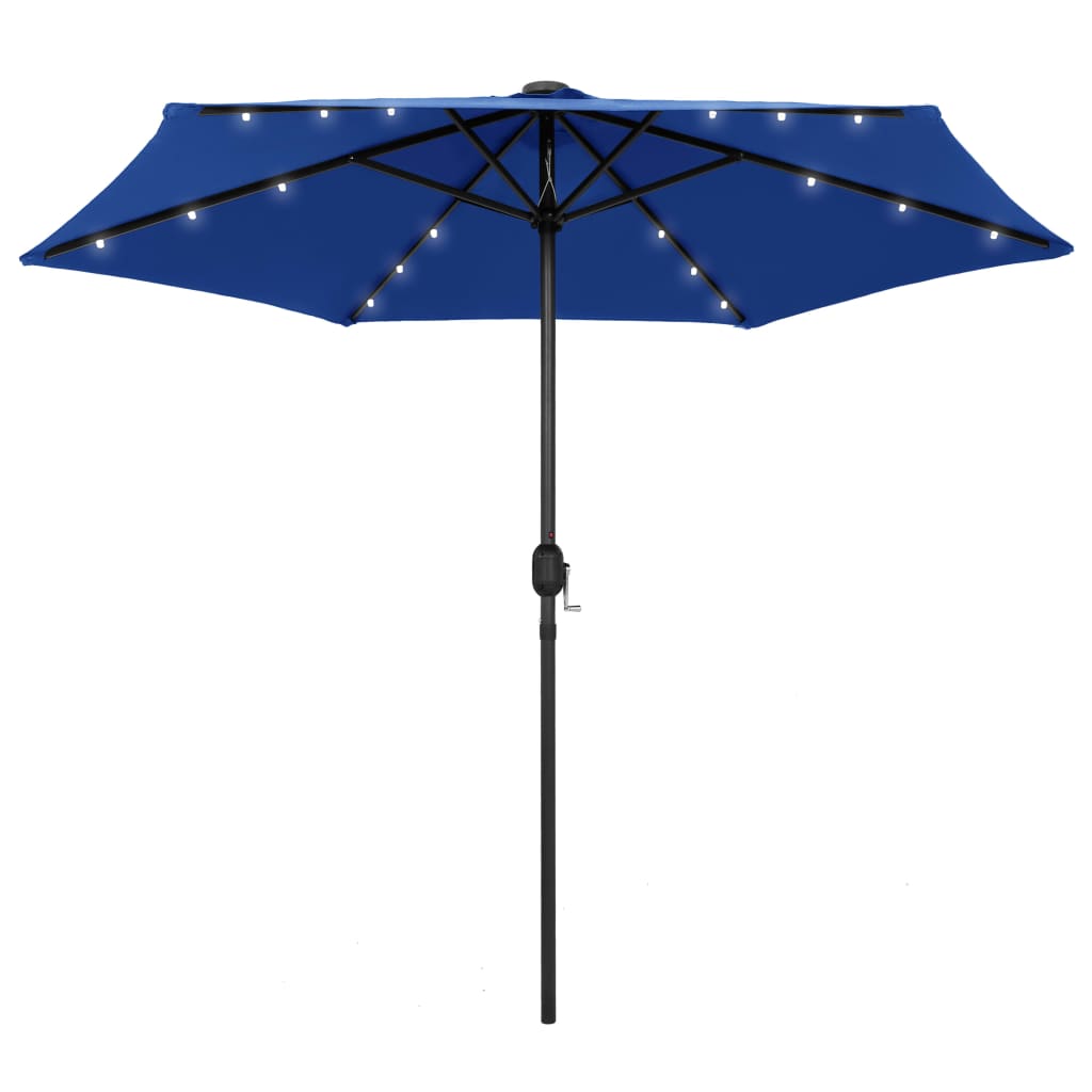 Parasol avec LED | Parasol de jardin et mât en aluminium 270 cm Bleu ...