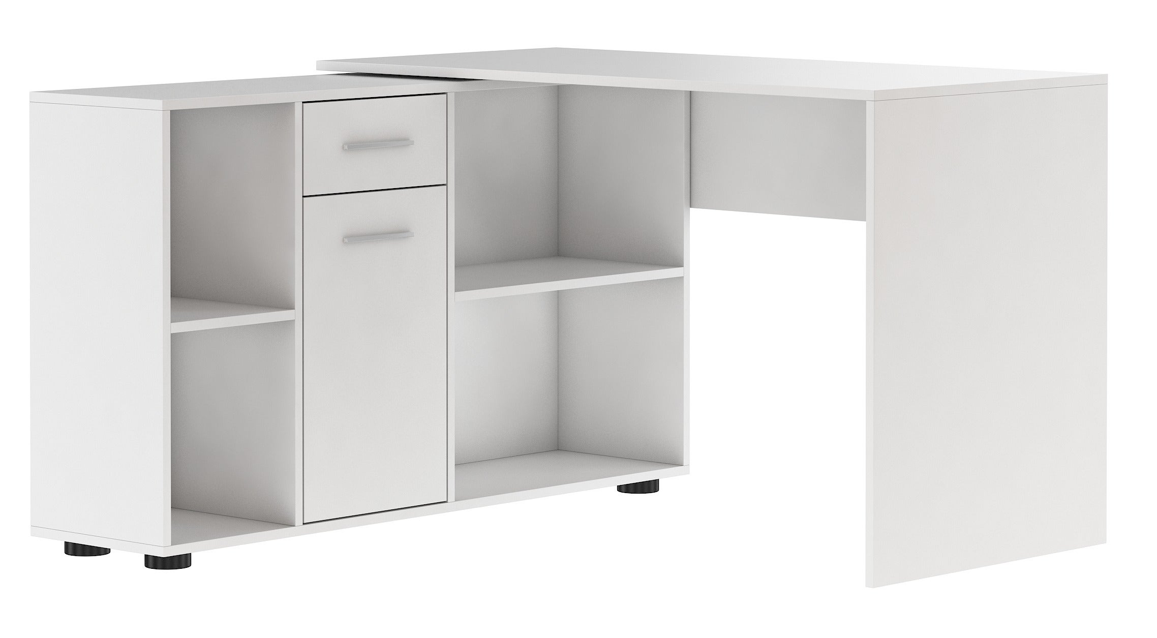 Bureau d'angle modulable blanc avec rangement Kalilo 120cm | Leroy Merlin