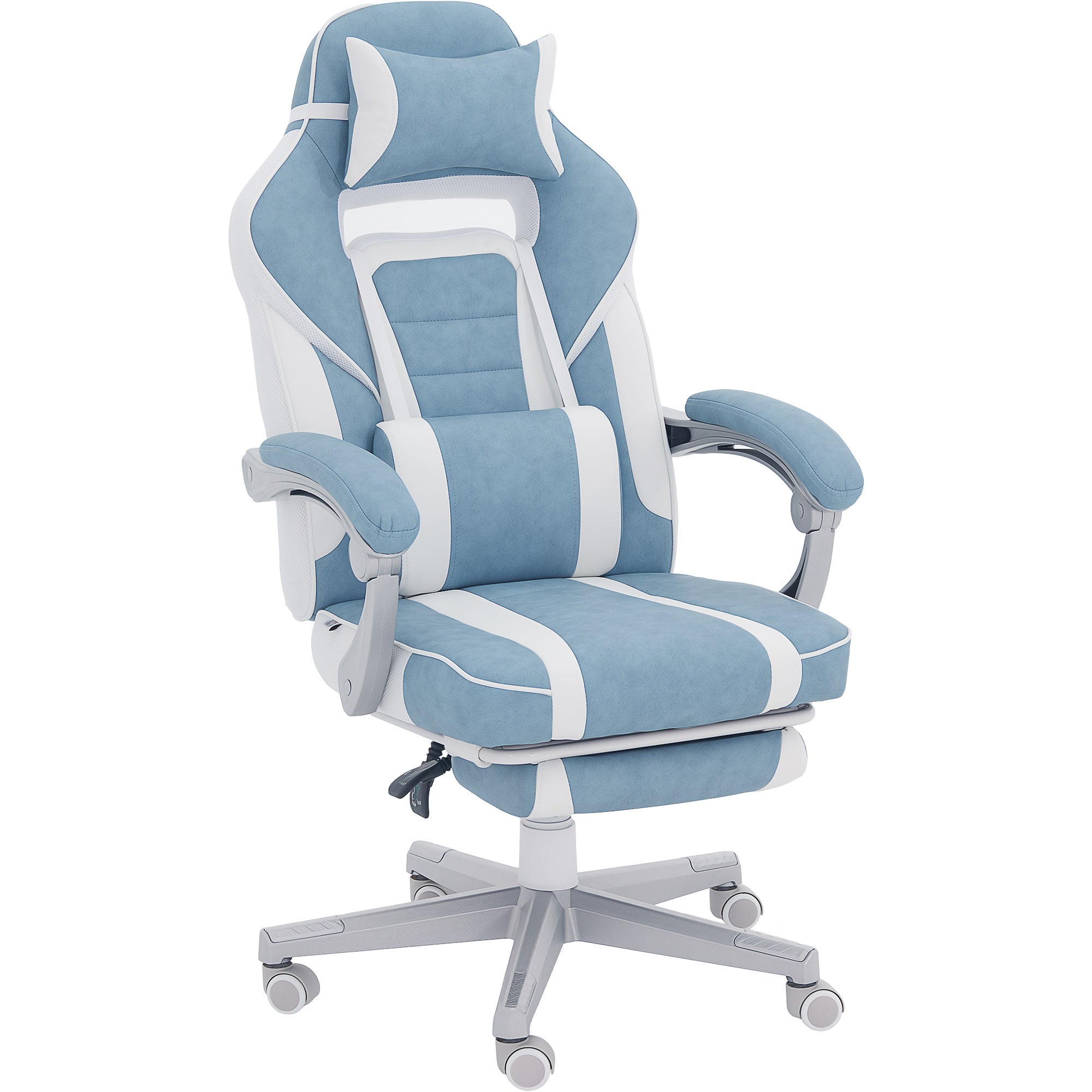Silla gaming reclinable de altura regulable con reposapiés retráctil ...