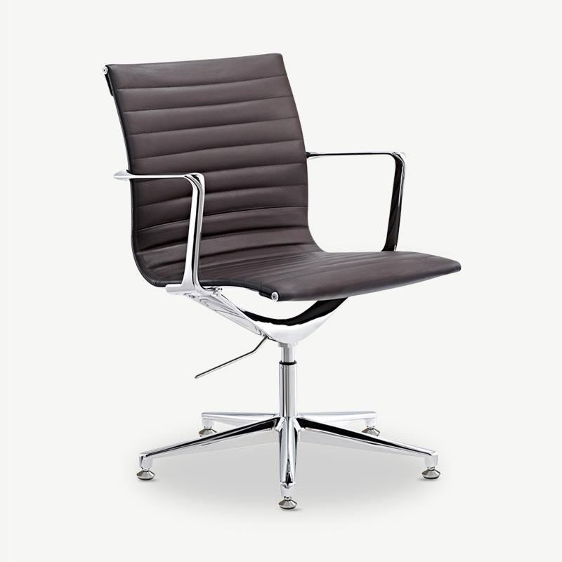 Furnicher Mateo - Chaise de Conférence - Brun Cuir - 57x59x92cm | Leroy ...