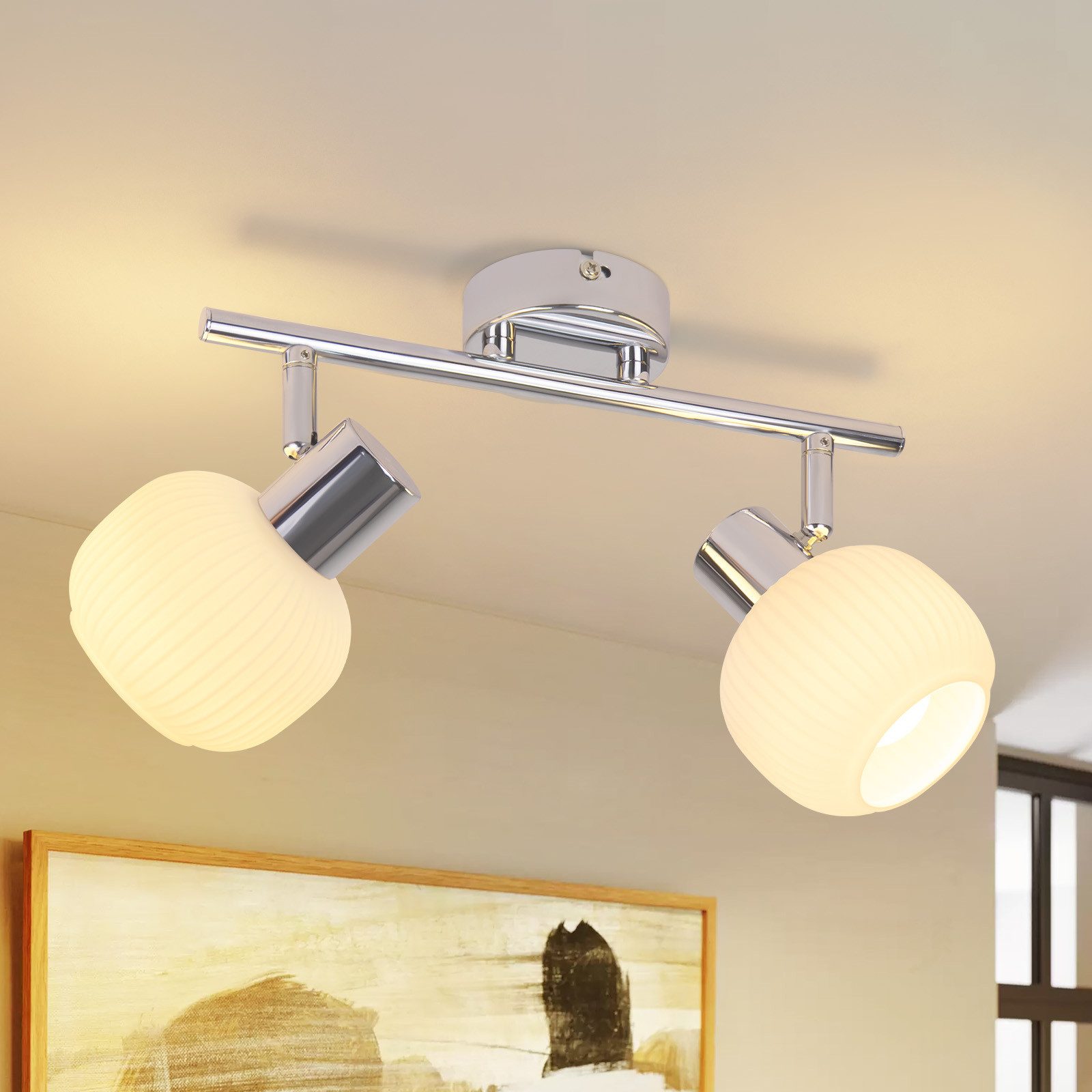 NETTLIFE 2 Foco de techo blanco E14 interior vintage pantalla de ...