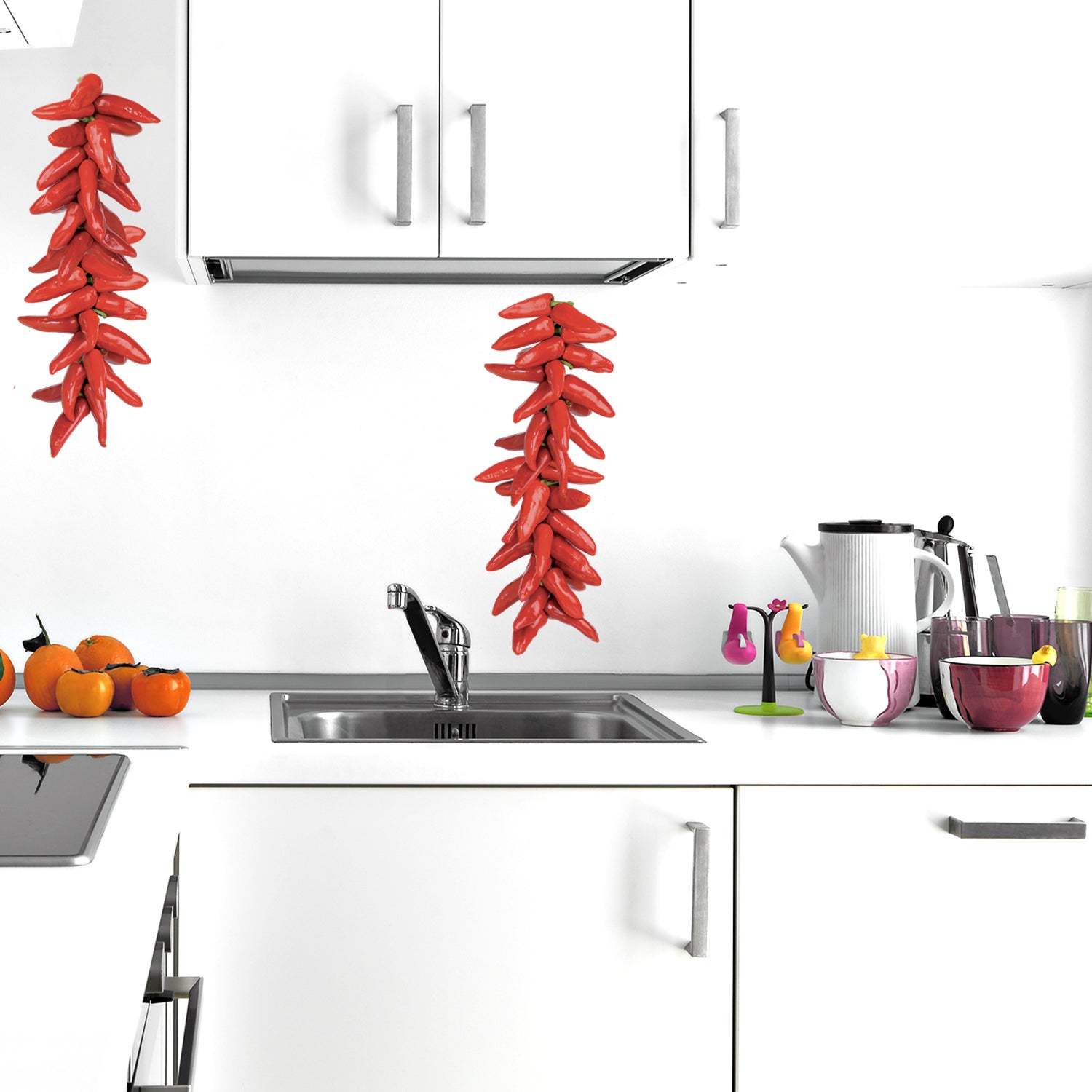 Sticker décoratif autocollant, grappes de piment rouges et magnifique ...