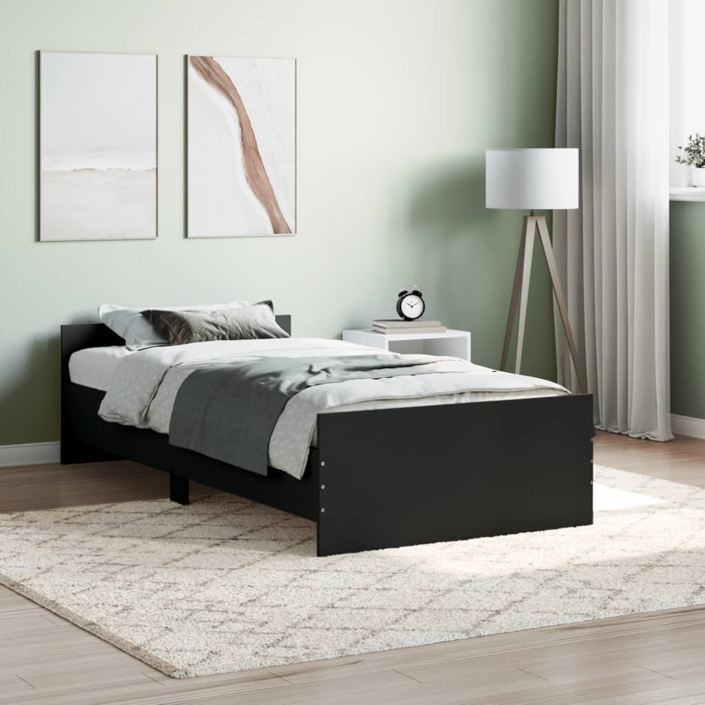 Estructura de cama negra de madera contrachapada 90x190 cm | Leroy Merlin