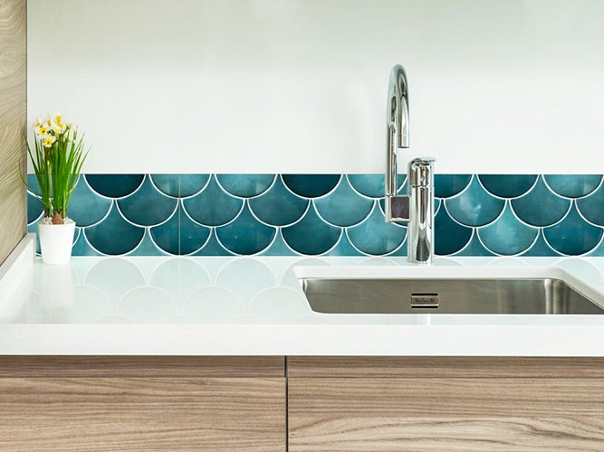 Panneau de cuisine - 1 crédence 1000x200 mm Ecaille bleu | Leroy Merlin