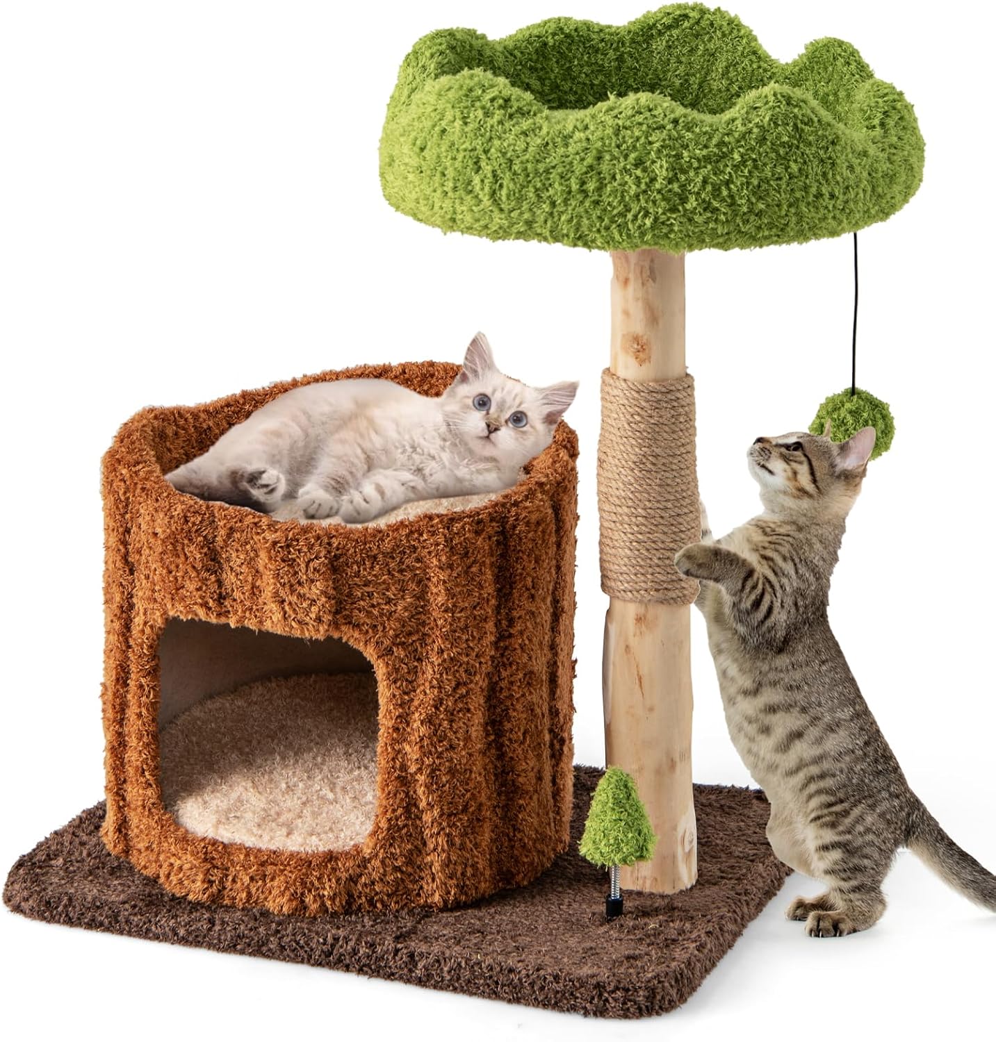 COSTWAY Arbre a Chat Design 73 cm, en Bois, 2 Plateformes, Poteaux à ...