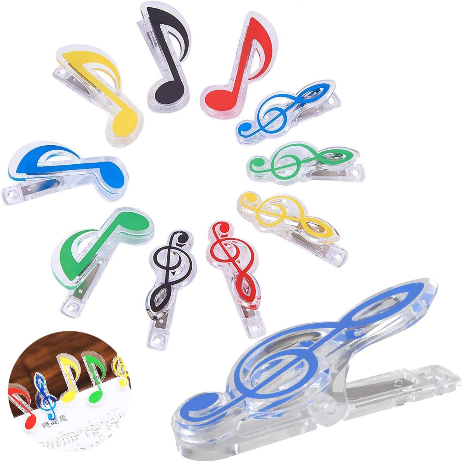 12 PCS Music Symbols Binder Clips,Partitions Pince Papier,pour Papiers ...