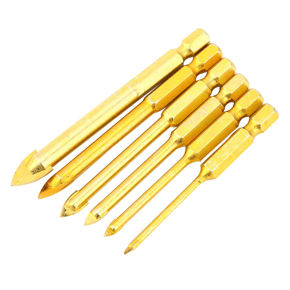 6 brocas triangulares con vástago hexagonal y ranuras para perforación ...