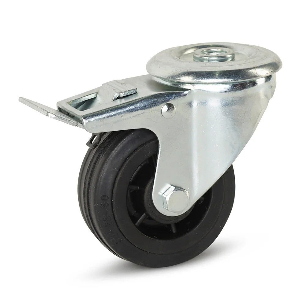 Roue pivotante freinée en caoutchouc - MESO - Trou central - 80 mm - 60 ...