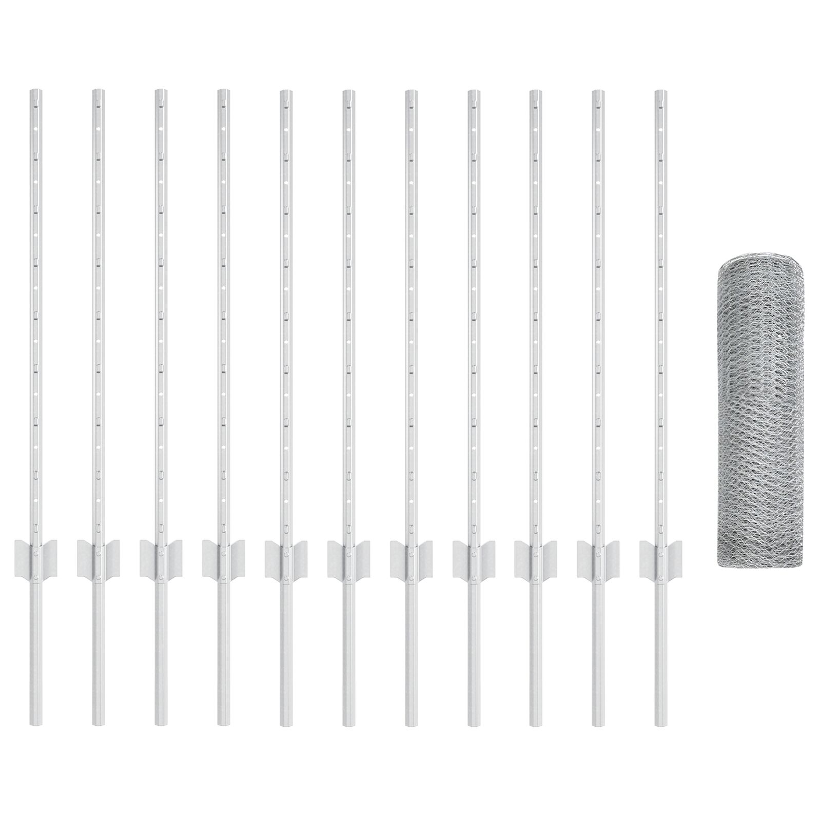 Poteaux de Clôture 11 pcs U-Channel 80 cm Acier Galvanisé | Leroy Merlin