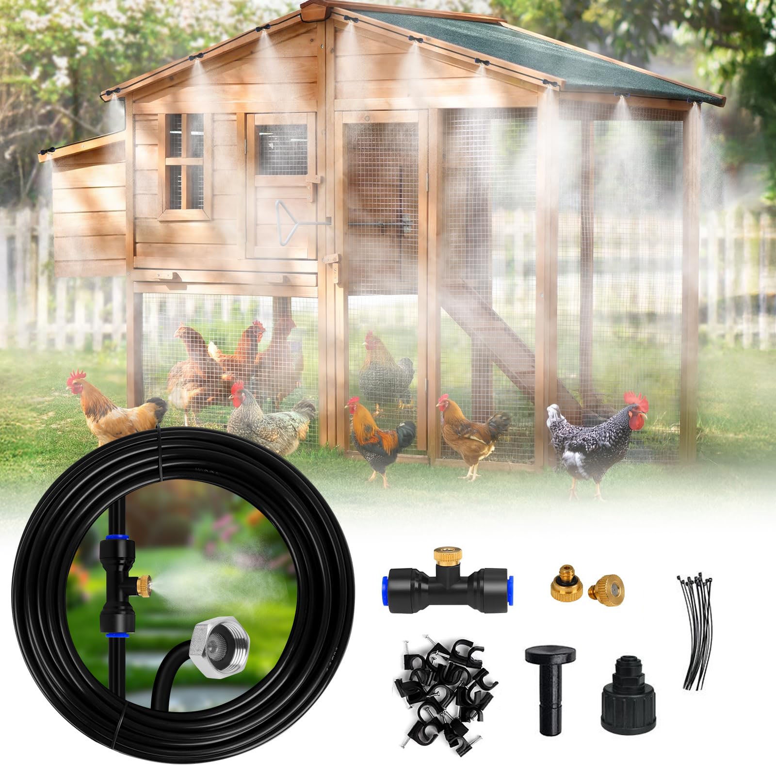 Système de brumisation rafraîchissante de 9 m pour terrasse extérieure,ligne de brumisation+11 ...