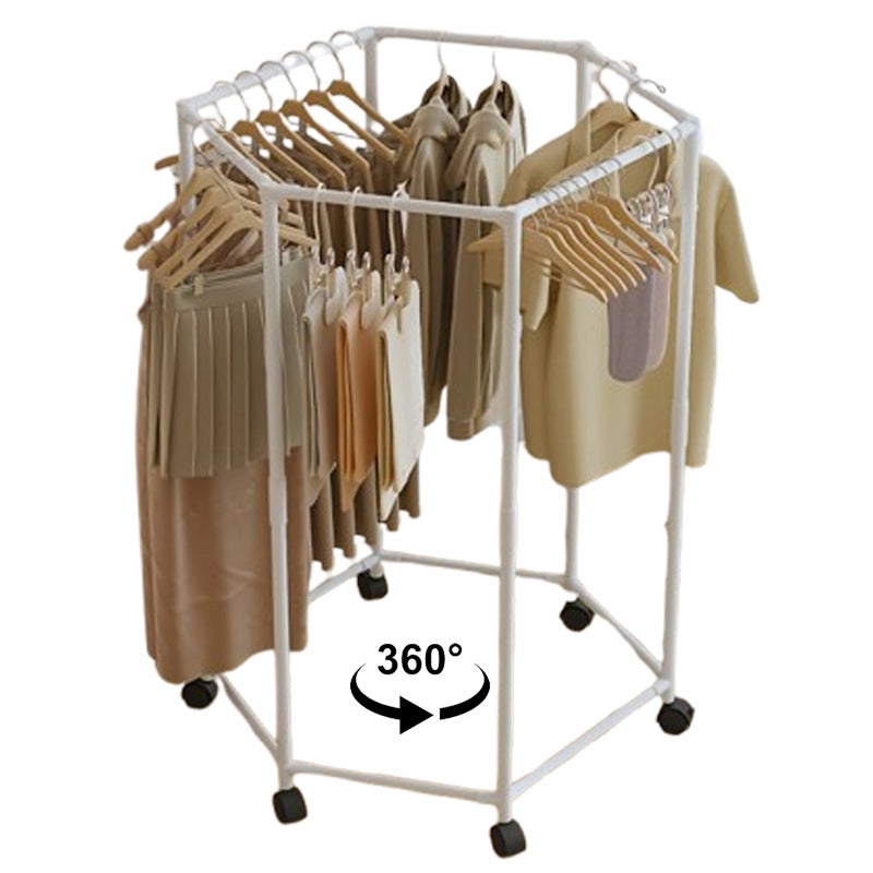 Rangement vêtements hexagonal pivotant 120cm - Structure métal stable ...