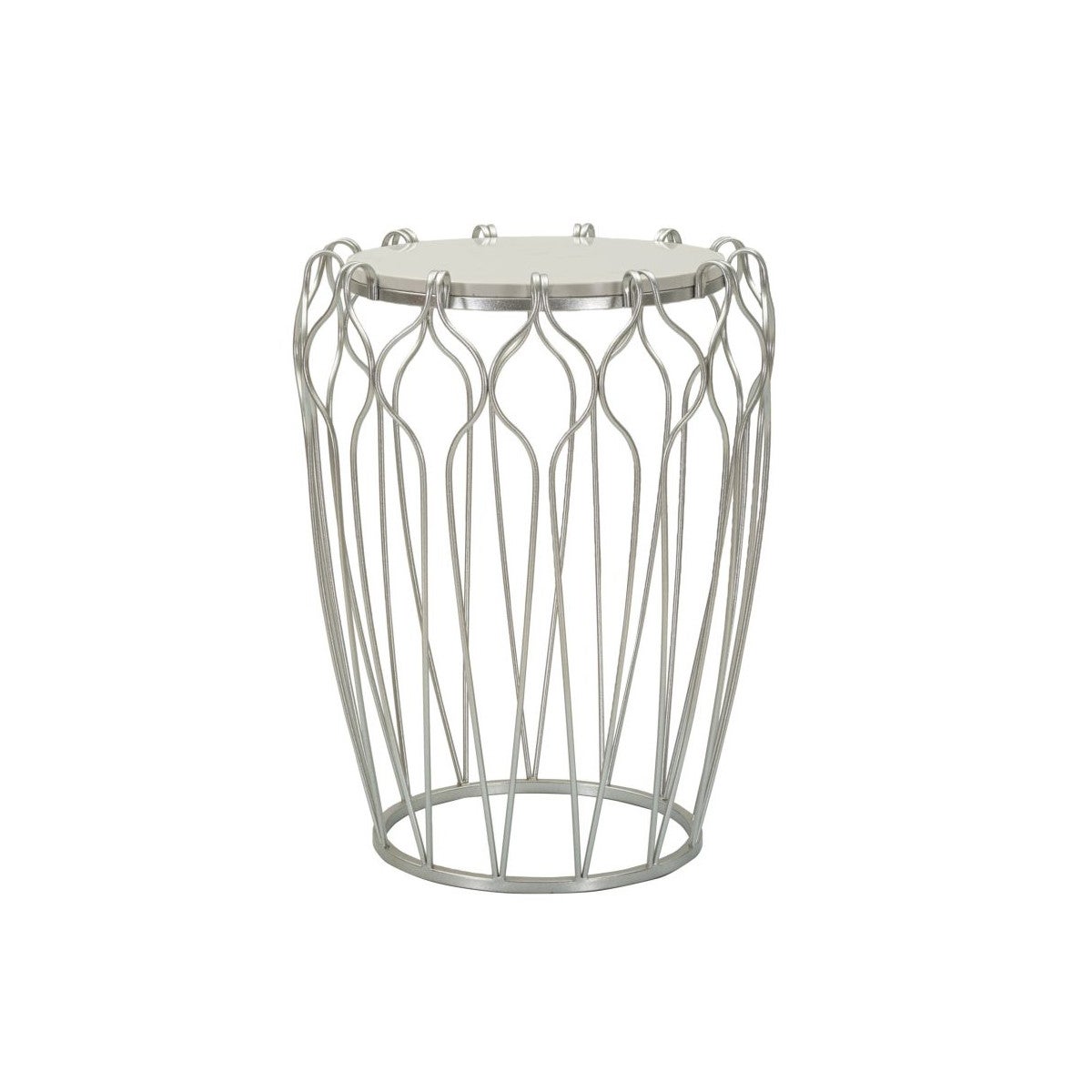 Mesa de centro Hook Glam de Ø 47,5 x 61,5 cm en metal plateado y mármol ...