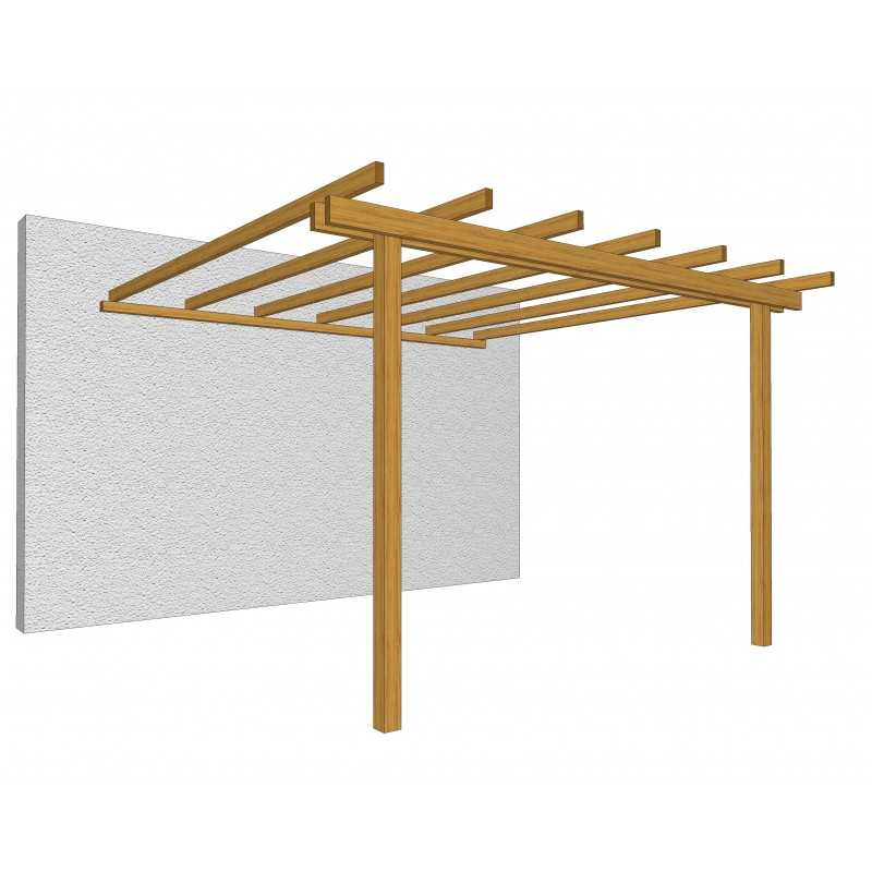 Pergola adossée Marron en Bois 9 m² | Leroy Merlin