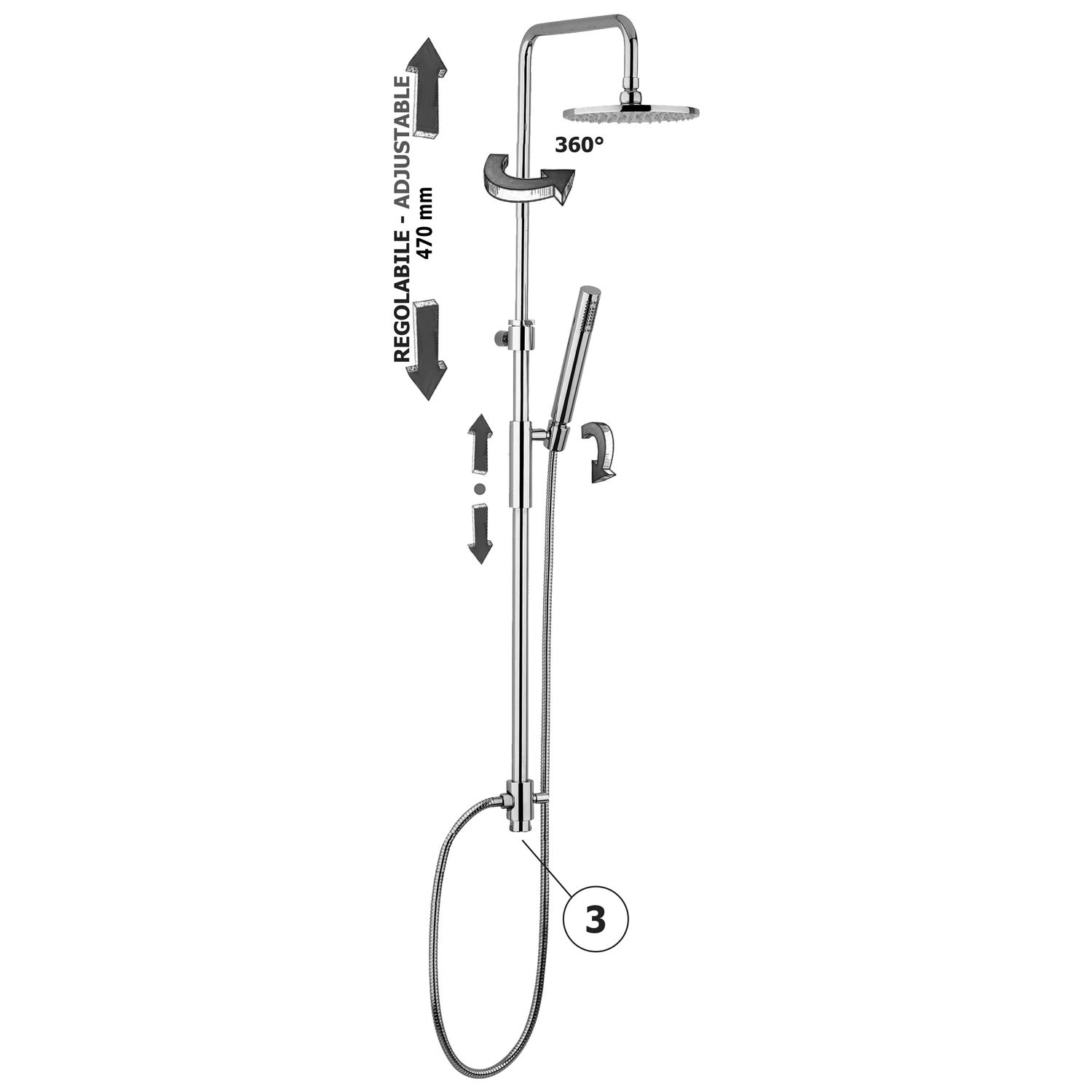 Colonne de douche réglable Master plus complète avec douche Birillo en ...