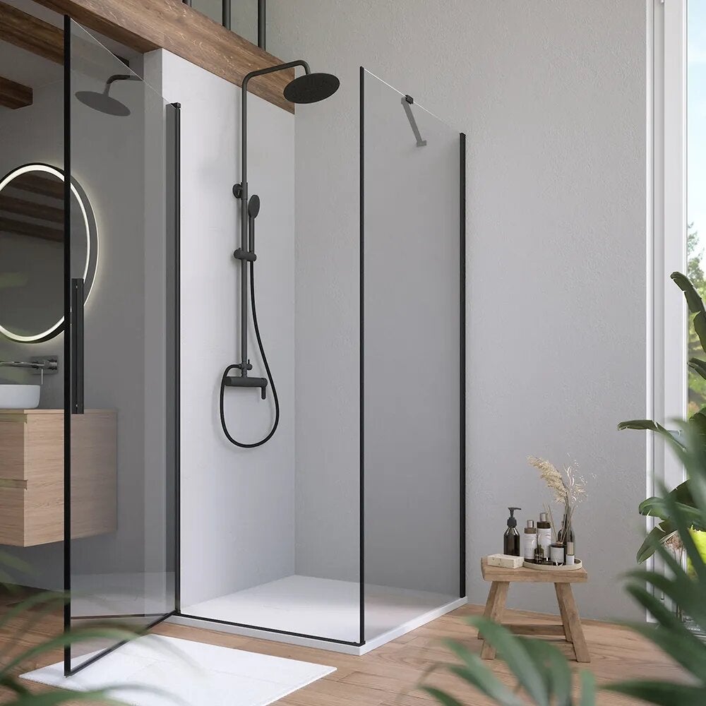 Cabine de douche 100 x 70 cm avec porte battante et paroi fixe ...