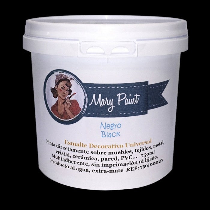 Pintura al agua Multisuperficie Acabado Mate Negro 750 ml Mary Paint ...
