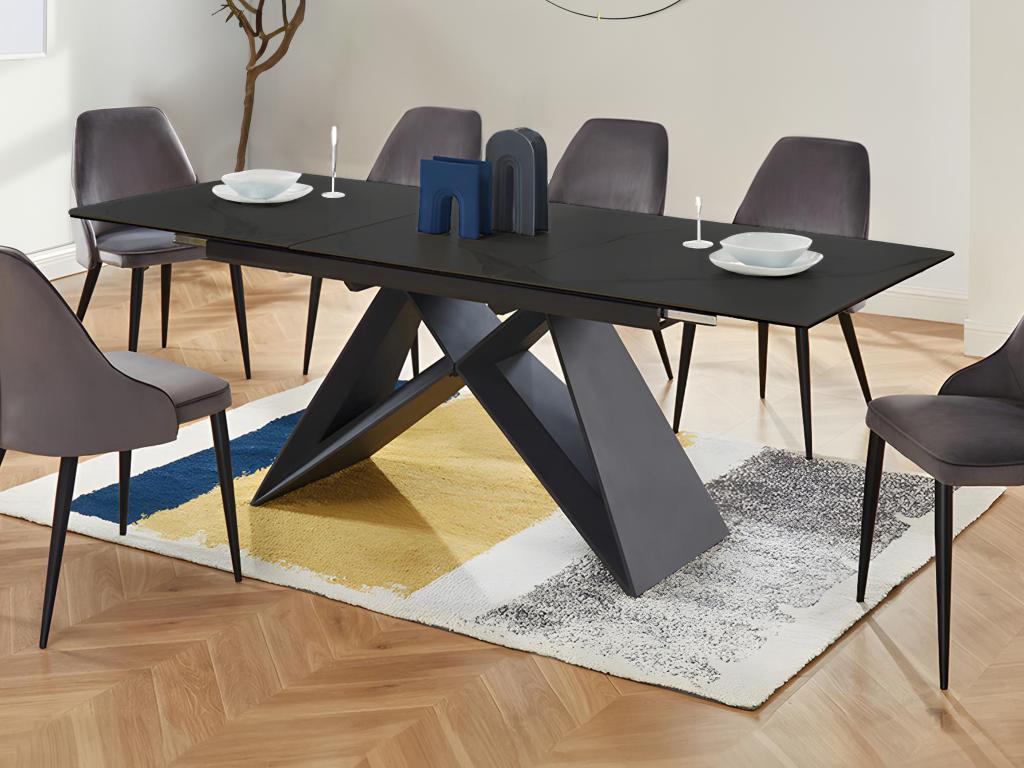Table à manger extensible LIBSY - 6 à 8 personnes - Céramique et Métal ...