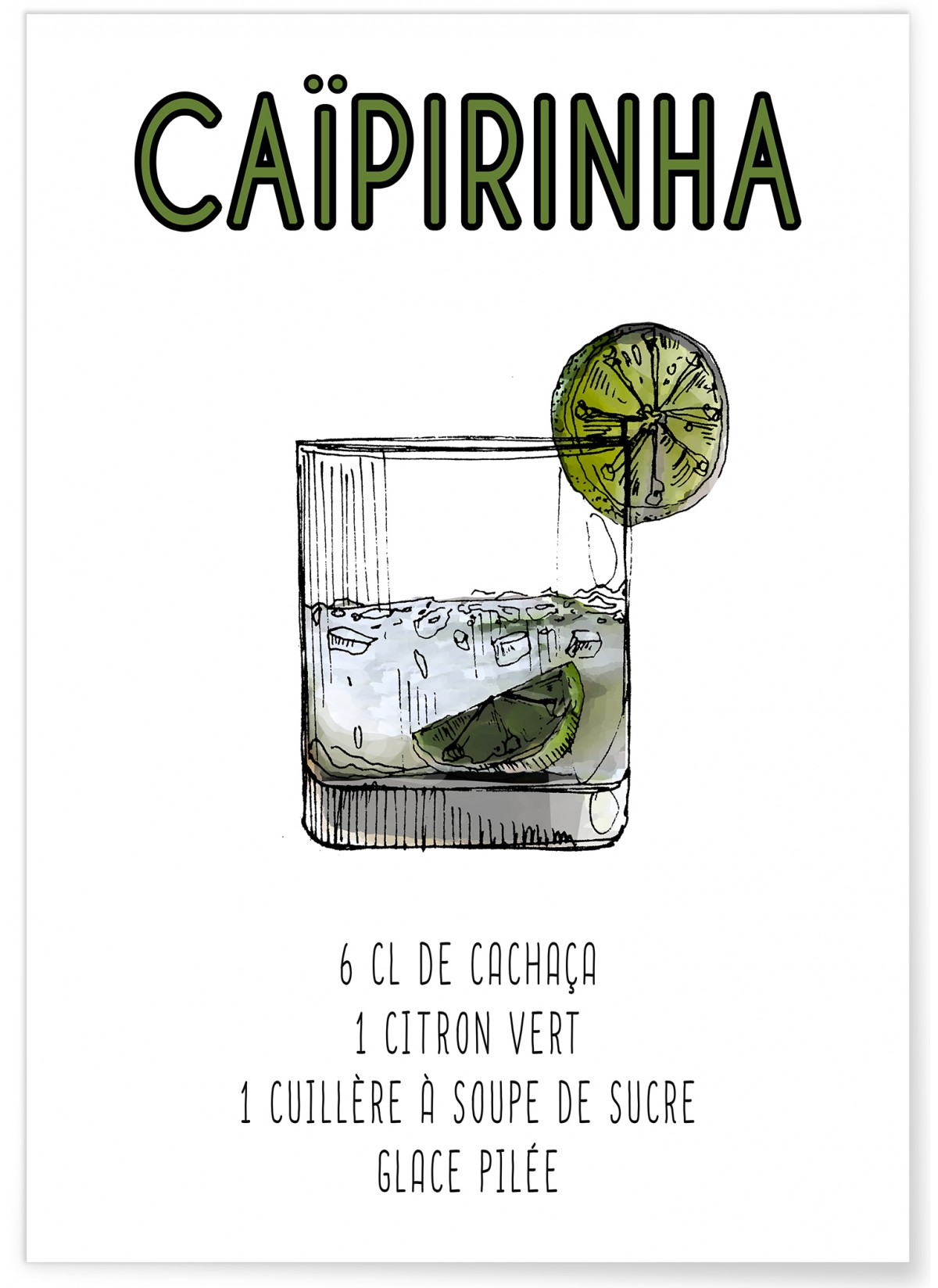 Affiche Cocktail Caïpirinha - Format A3 - | Leroy Merlin