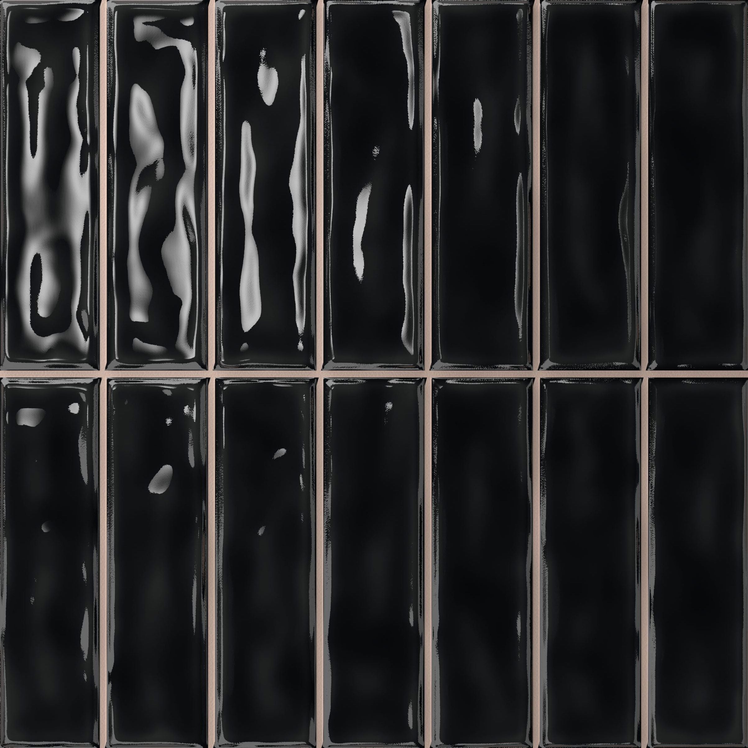 Carrelage Mural Prédécoupé à effet mosaïque 2,6x10cm Noir. Stick Black ...