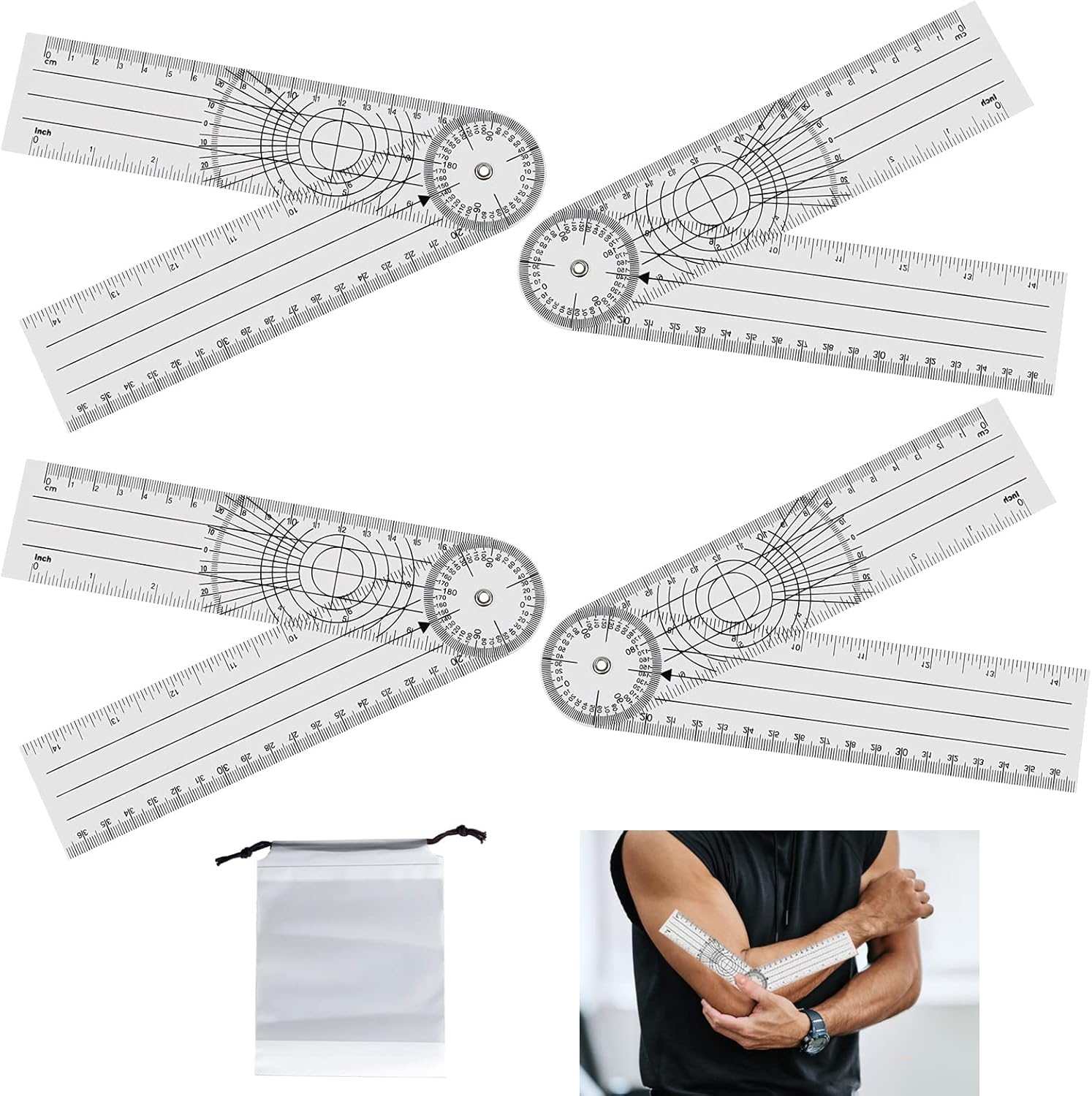 5 piezas Goniómetro médico Goniómetro médico Regla de medición de ...