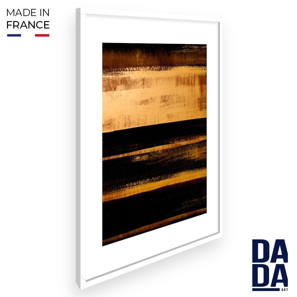 Image encadrée avec cadre BLANC / 30x40cm / Rayures dorées élégantes ...