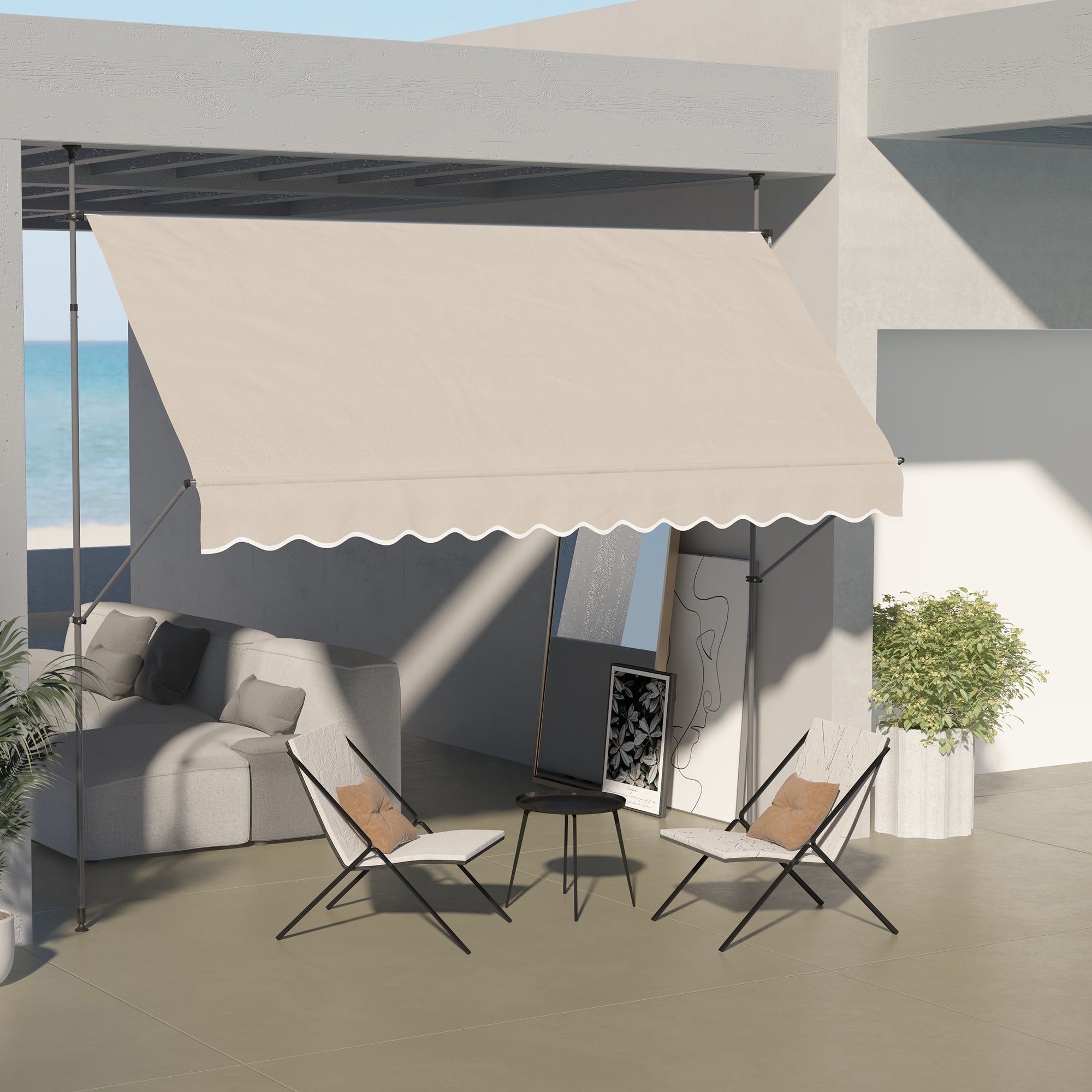 Store banne autoportant manuel rétractable 3,5x1,2x2,1-3H m inclinaison ...