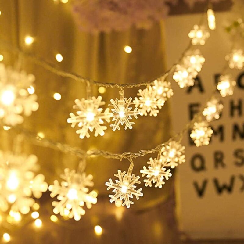 Guirlandes lumineuses flocon de neige, 20 pieds 40 lumières LED ...