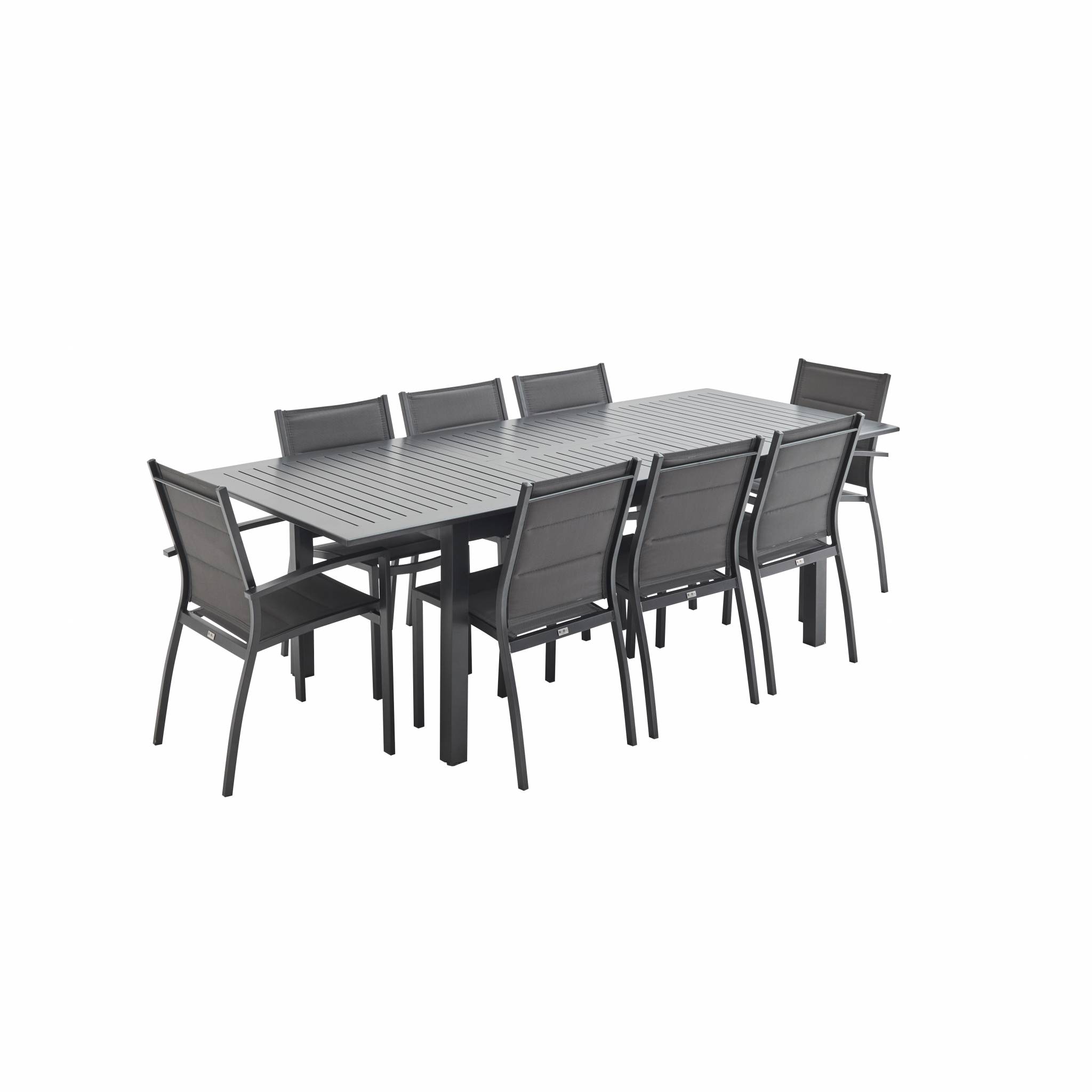 Table de jardin extensible aluminium + 8 assises - Chicago Anthracite ...
