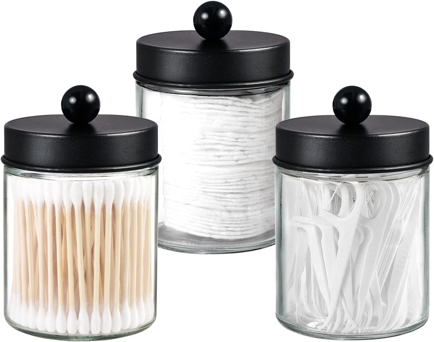 Lot de 3 boîtes d'apothicaire pour salle de bain – Support de rangement ...