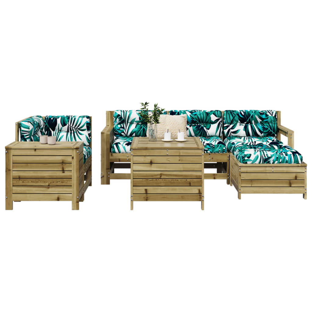 Salon bas de jardin en bois Marron 6 personnes | Leroy Merlin