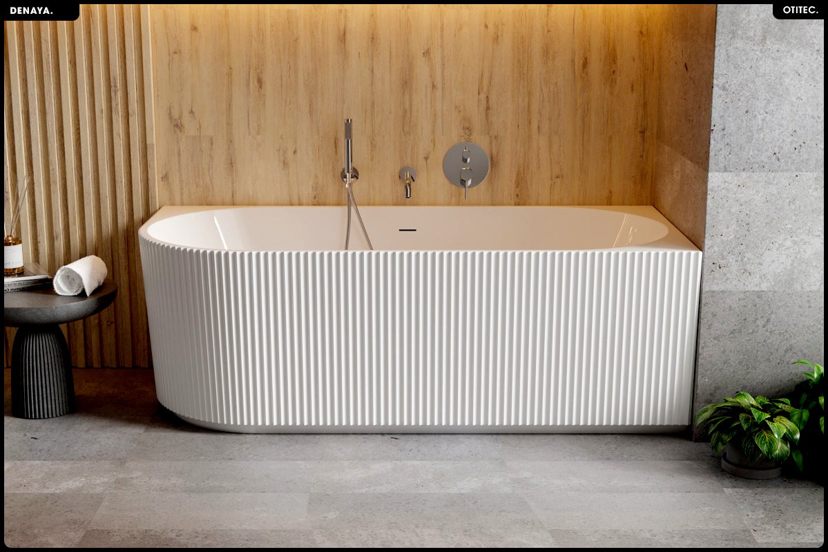 Baignoire asymétrique - 170 x 78 cm - Droite - avec Siphon Chrome - Pieds - INCLUS - DENAYA ...