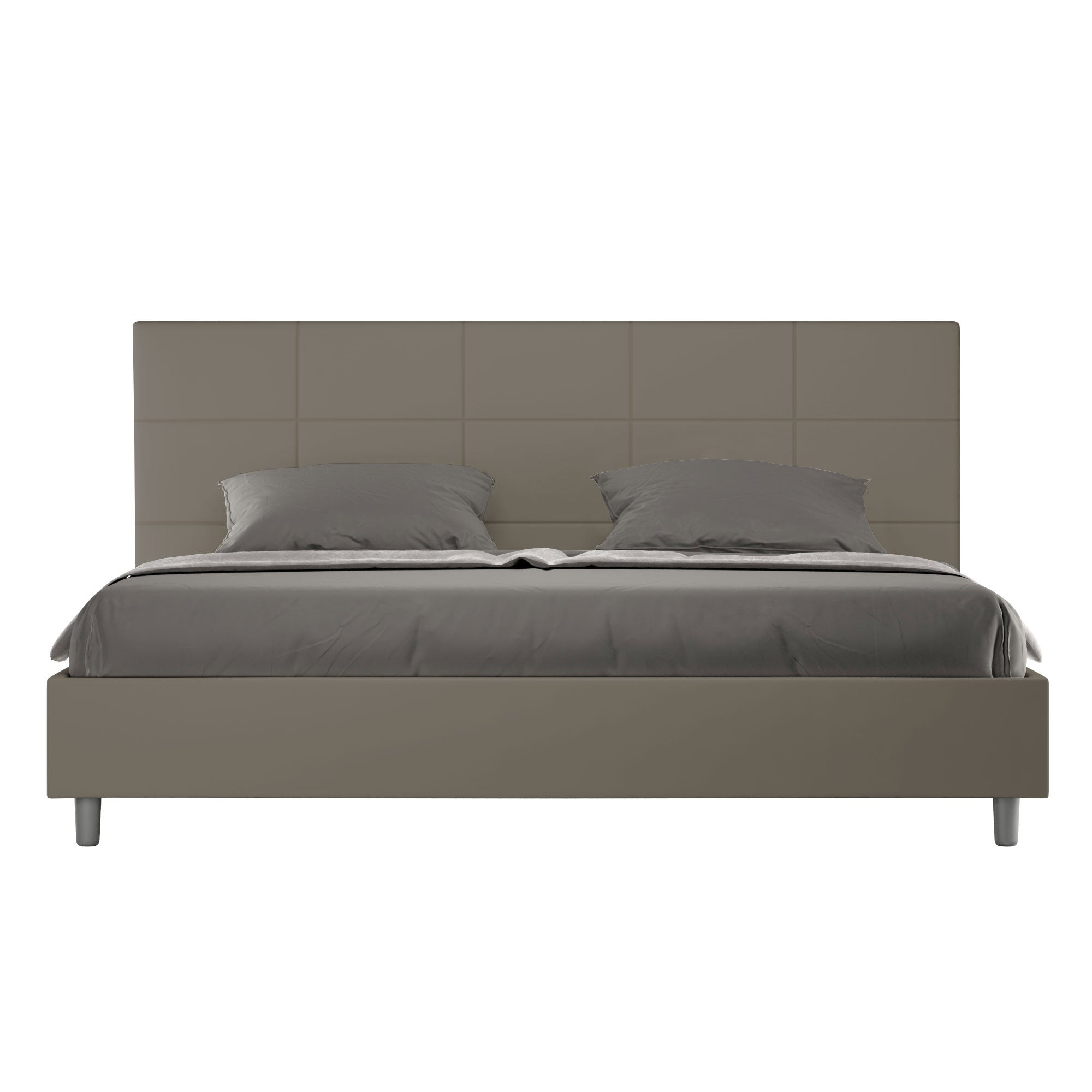 Lit king size sans sommier rembourré 180x200 similicuir cappuccino Mika ...