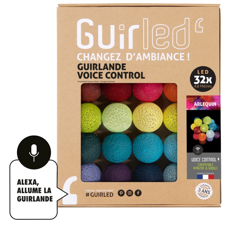 Guirlande lumineuse wifi boules coton LED USB - Alexa & Google ...