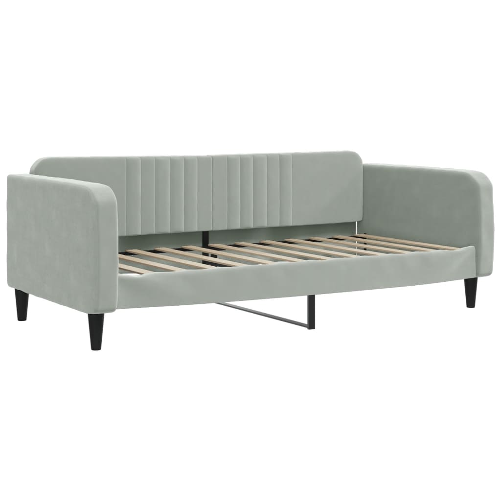 Lit simple | Lit de repos gris clair 100x200 cm velours CFW52166 ...