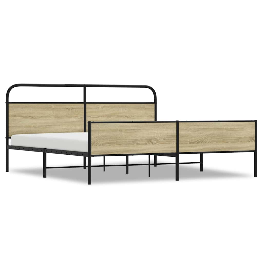 Cadre de lit en métal sans matelas chêne sonoma 193x203 cm | Leroy Merlin