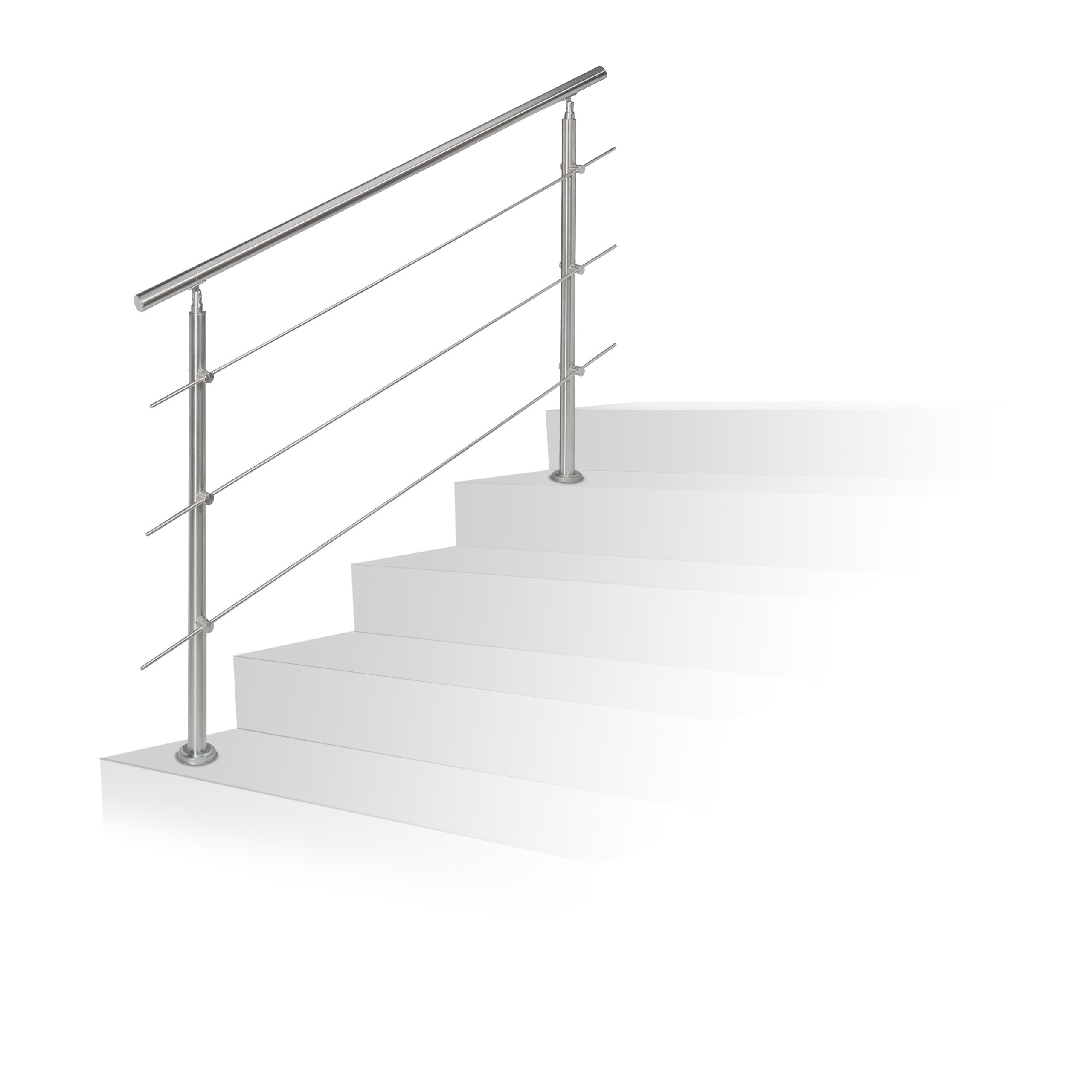 Rampe d'escalier en inox pour extérieur 1,5 de long 2 poteaux et 3 ...