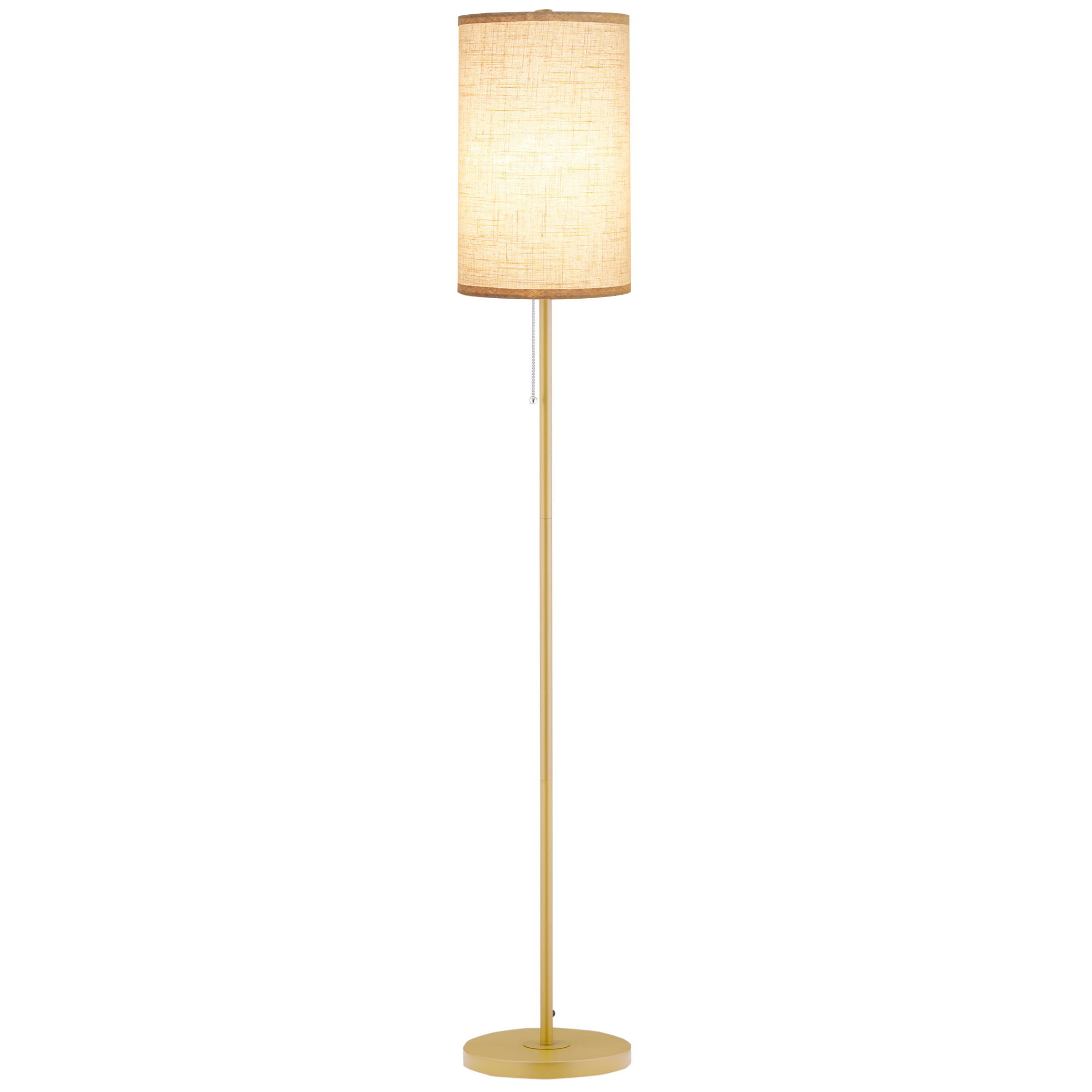Lampadaire design 40 W max. piètement mât acier doré abat-jour lin ...