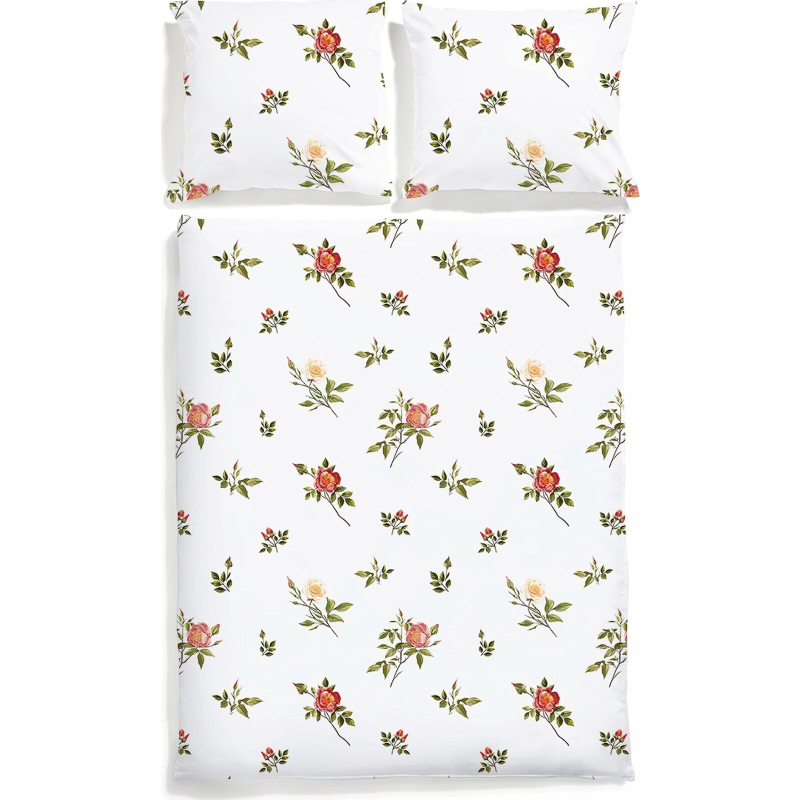 Parure de lit Roses sauvages et 2 taies d'oreiller - 220 x 200 + 2 x 70 ...