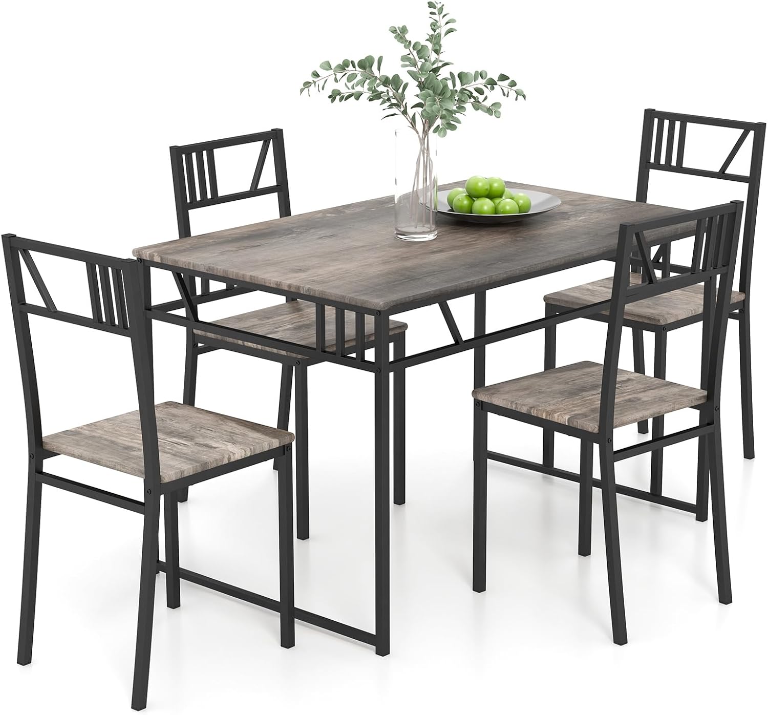 Table de Salle à Manger avec 4 Chaises, Ensemble Table à Manger de Style Industriel & 4 Chaises ...