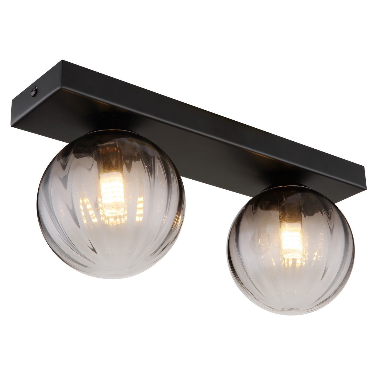Globo Dallerta Plafonnier Globe en verre fumé noir mat, 2 ampoules G9 ...