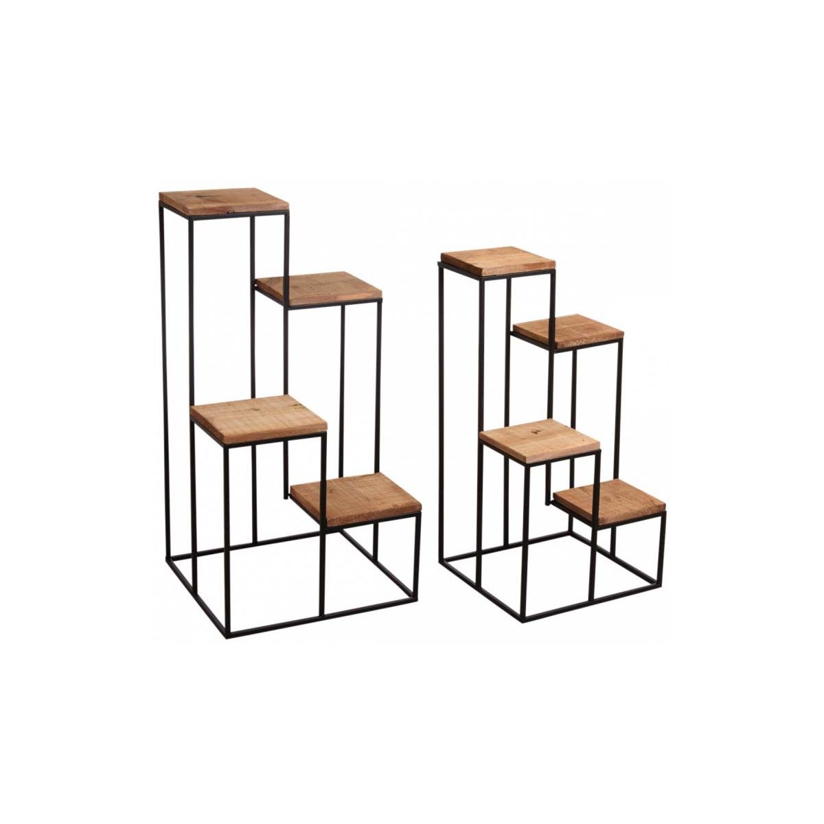 Sellette en métal 4 plateaux en bois (Lot de 2) Aubry Gaspard | Leroy ...