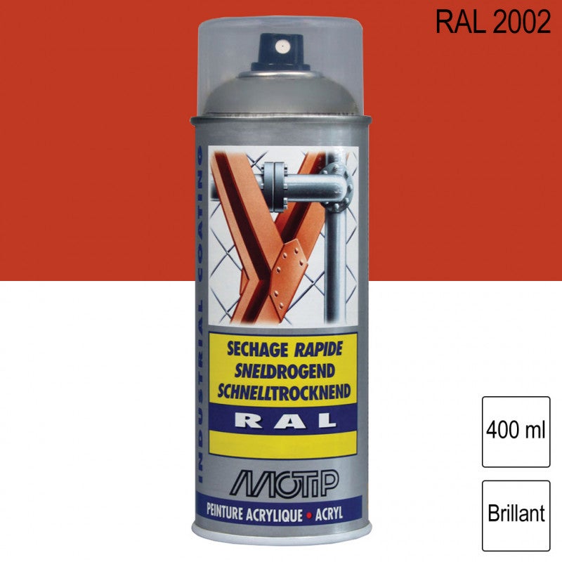 Peinture aérosol RAL 2002 Orangé sang brillant 400ml MOTIP | Leroy Merlin