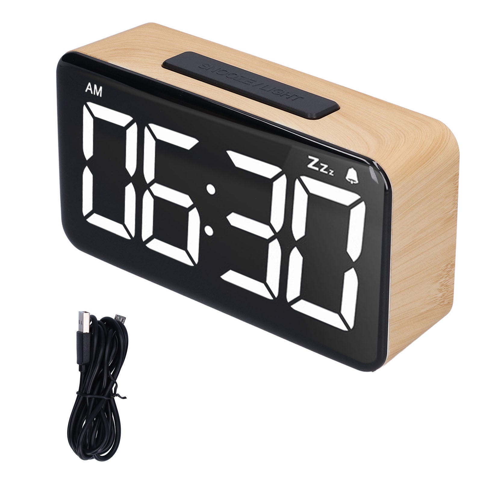 Réveil Moderne avec Bois Grainé - Alarme Facile à Utiliser, 6 Niveaux ...