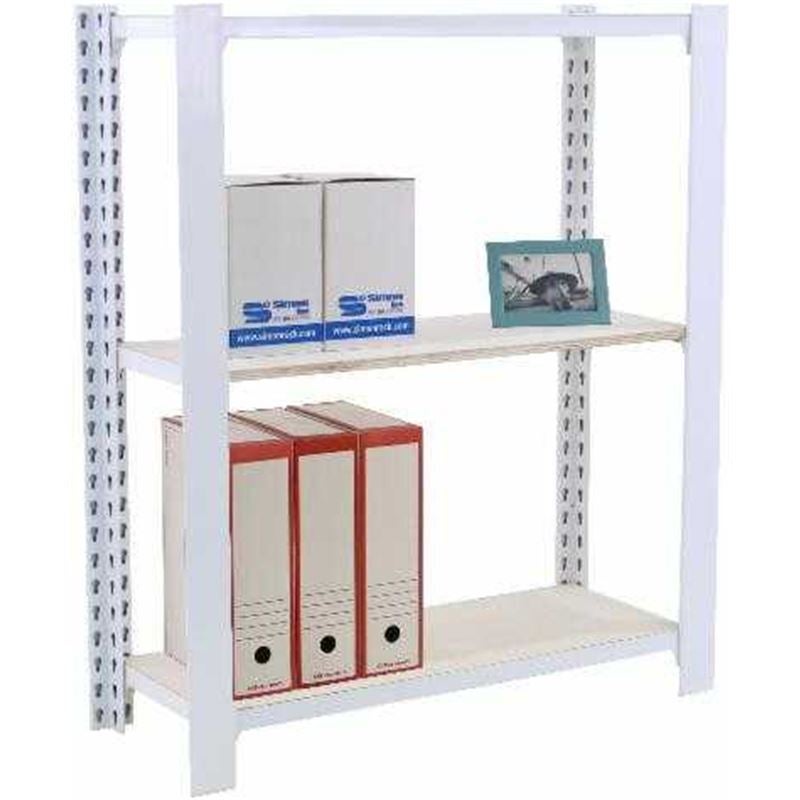 Estanteria OFFICLICK 3/300 PLYWOOD 800 BLANCO/ABEDUL - 8425437128554 - Simon Rack | Leroy Merlin