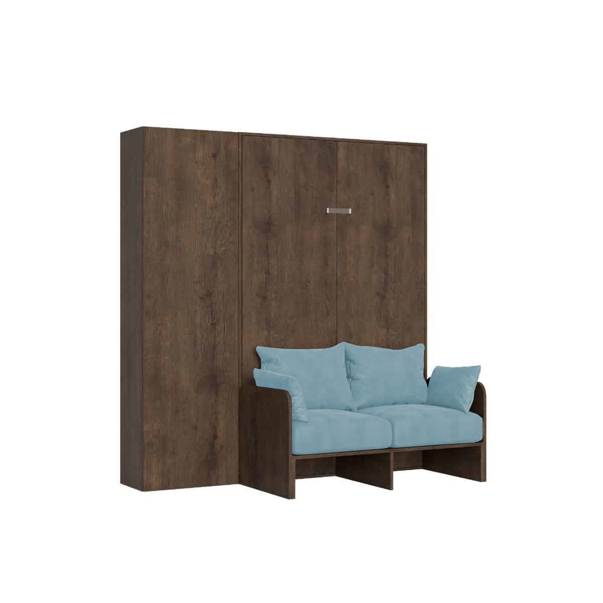 Lit double escamotable français Kentaro 140 cm avec canapé et colonne ...