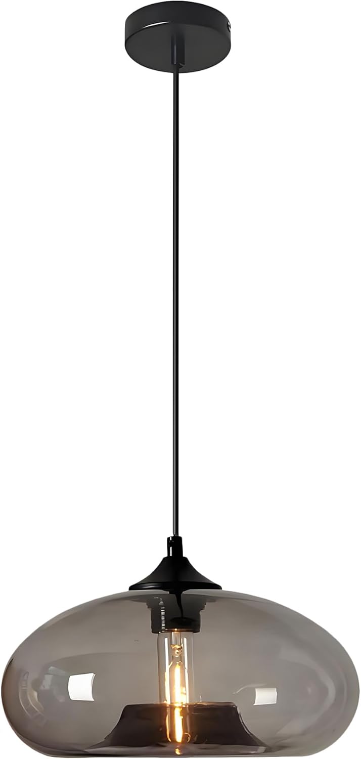 Lustre rond en verre coloré de style industriel rétro, sans ampoule E27 ...