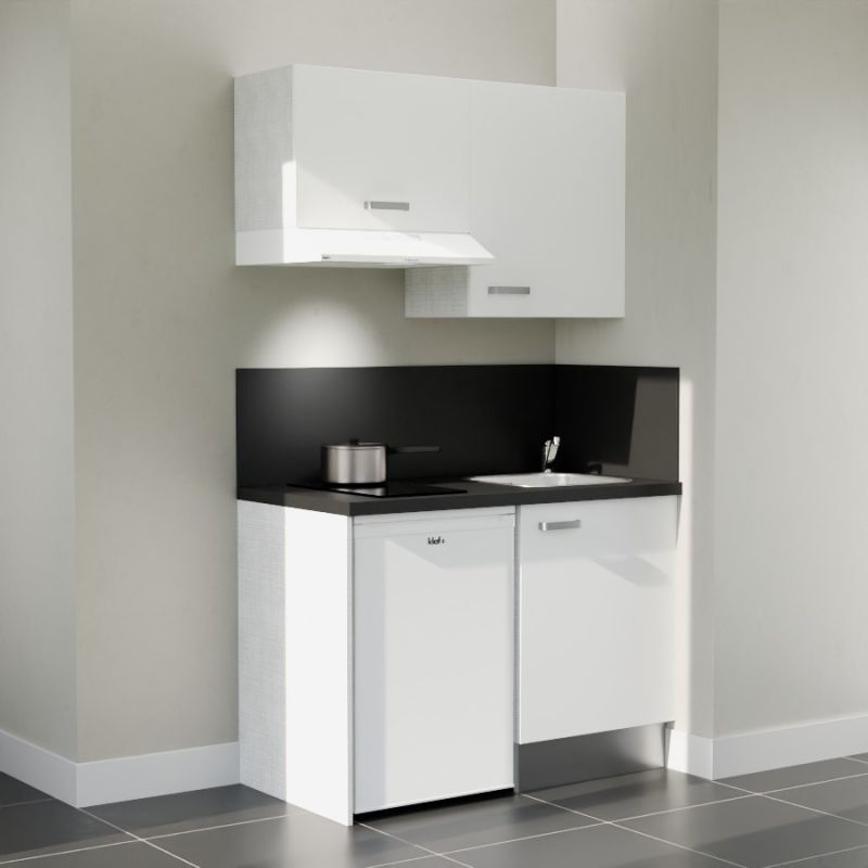 Kitchenette K01L-PT - 120 cm - plan stratifié, évier inox, - Façade ...