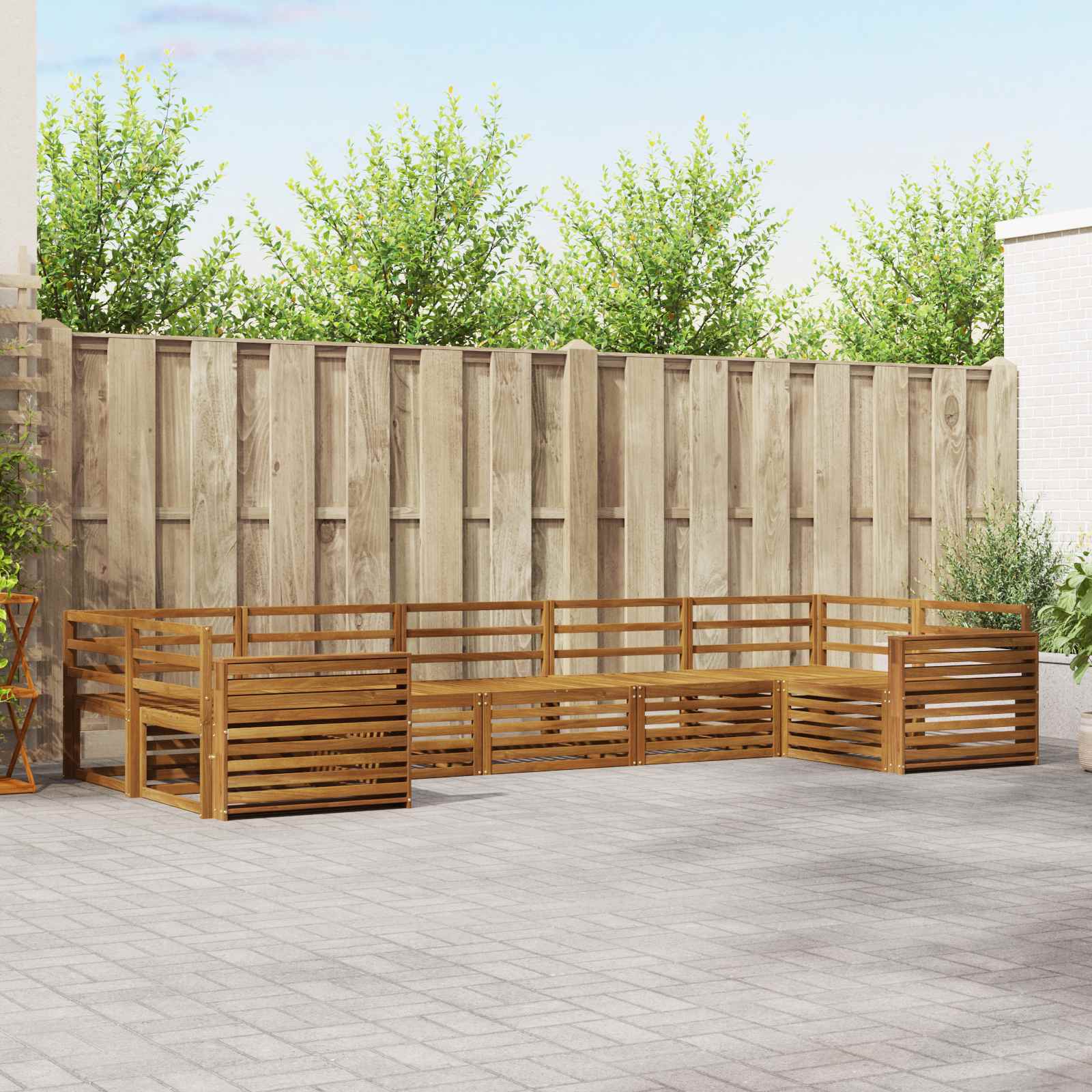 Conjunto de sofás de 7 piezas, madera maciza de acacia natural. | Leroy ...
