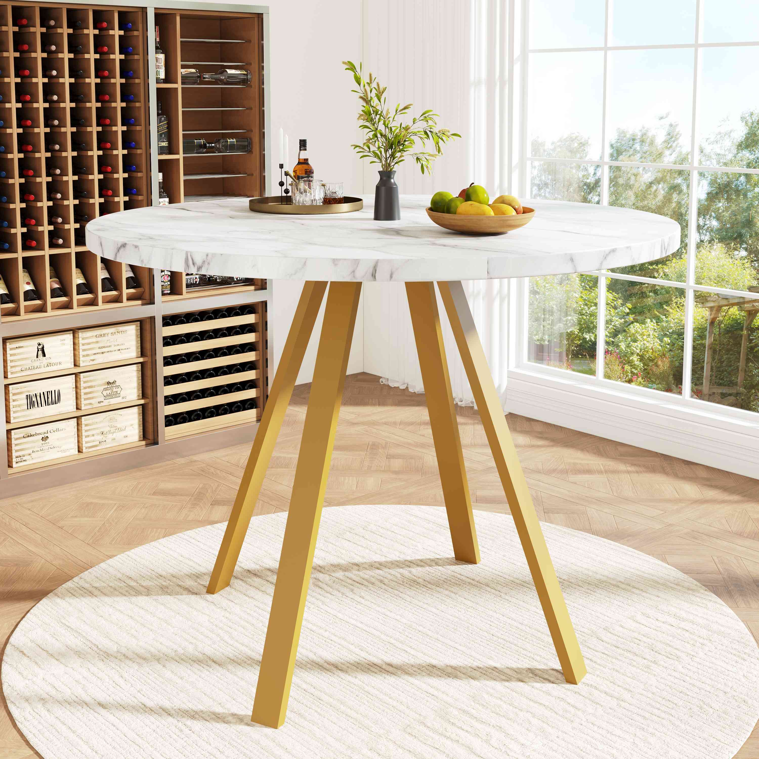 Table ronde 80x80x75 cm - Table de cuisine ronde pour 4 personnes ...