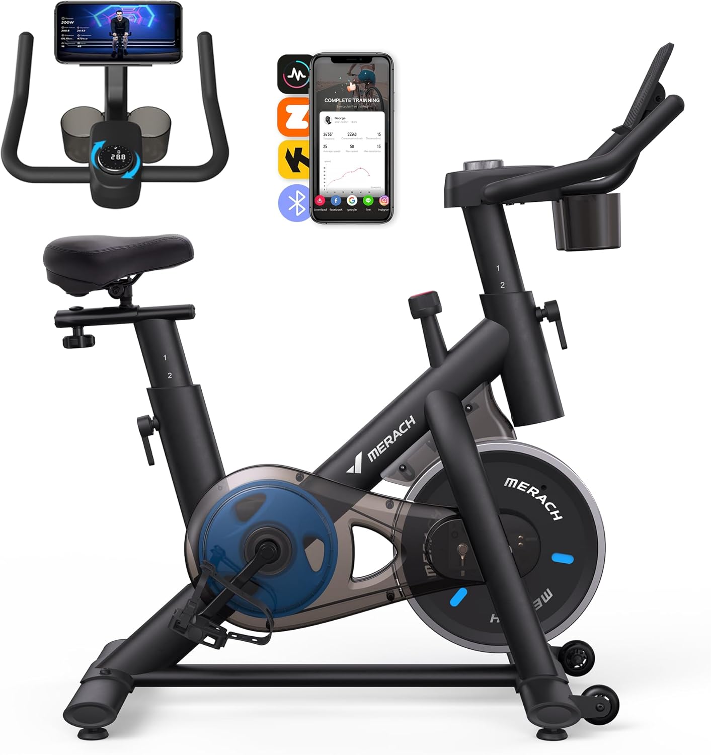 Cyclette domestica con resistenza regolabile, silenziosa, con monitor a ...